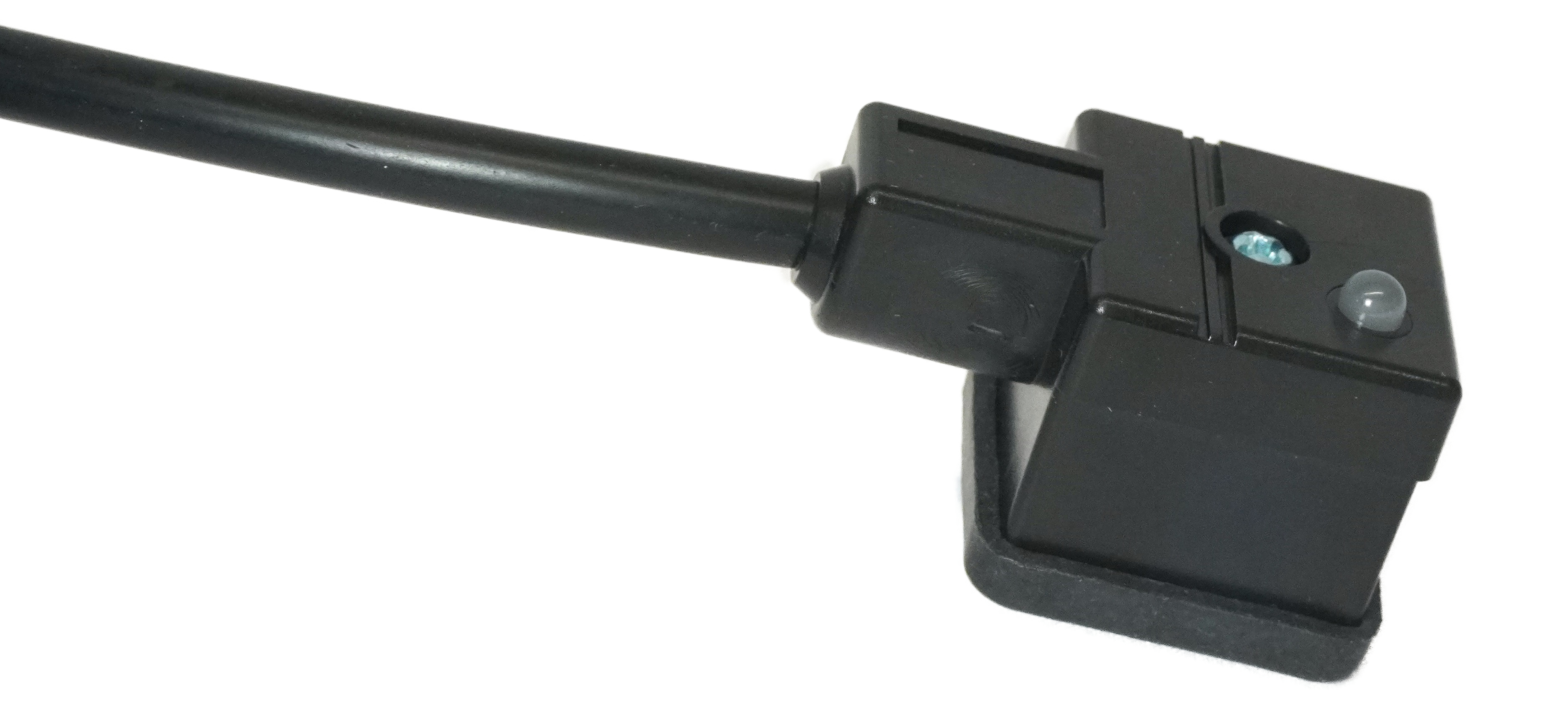 DIN 43650-A Pre Wired Plug 3 metre cable with LED 0-60V AC/DC