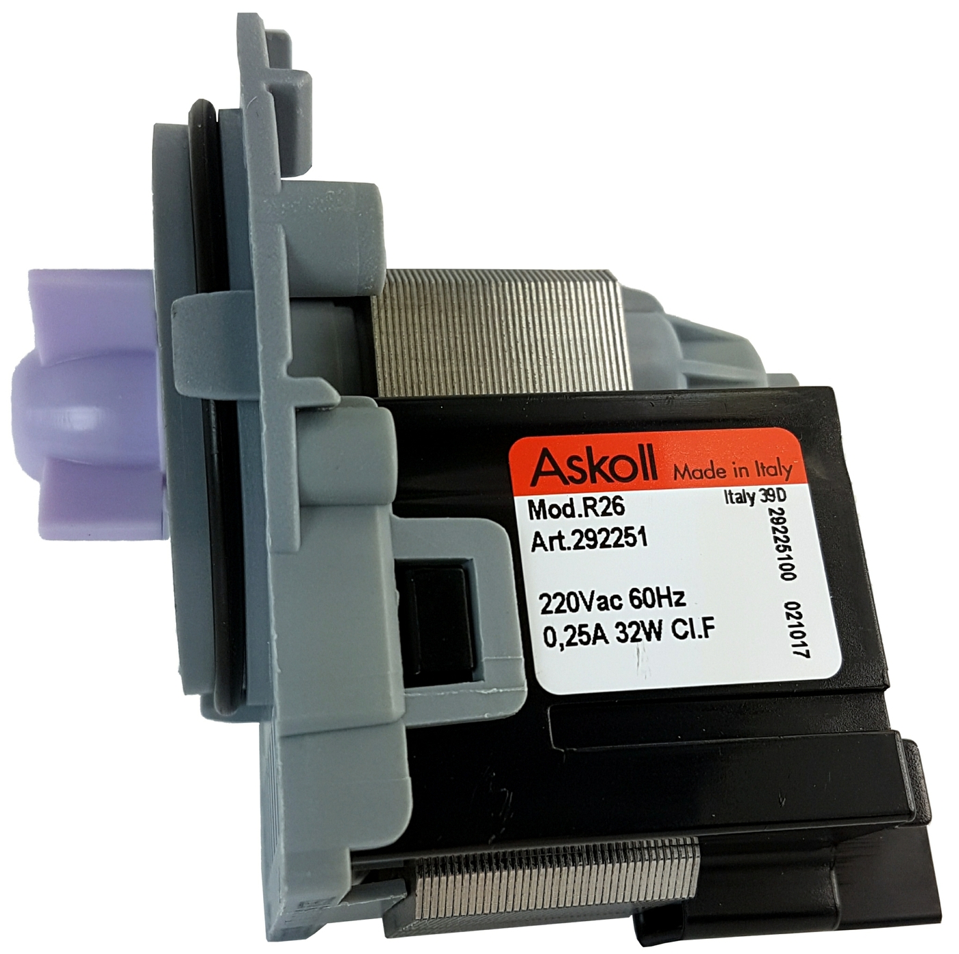 R26 Askoll Dishwasher Drain Pump. 220V 32W 60Hz. Marine