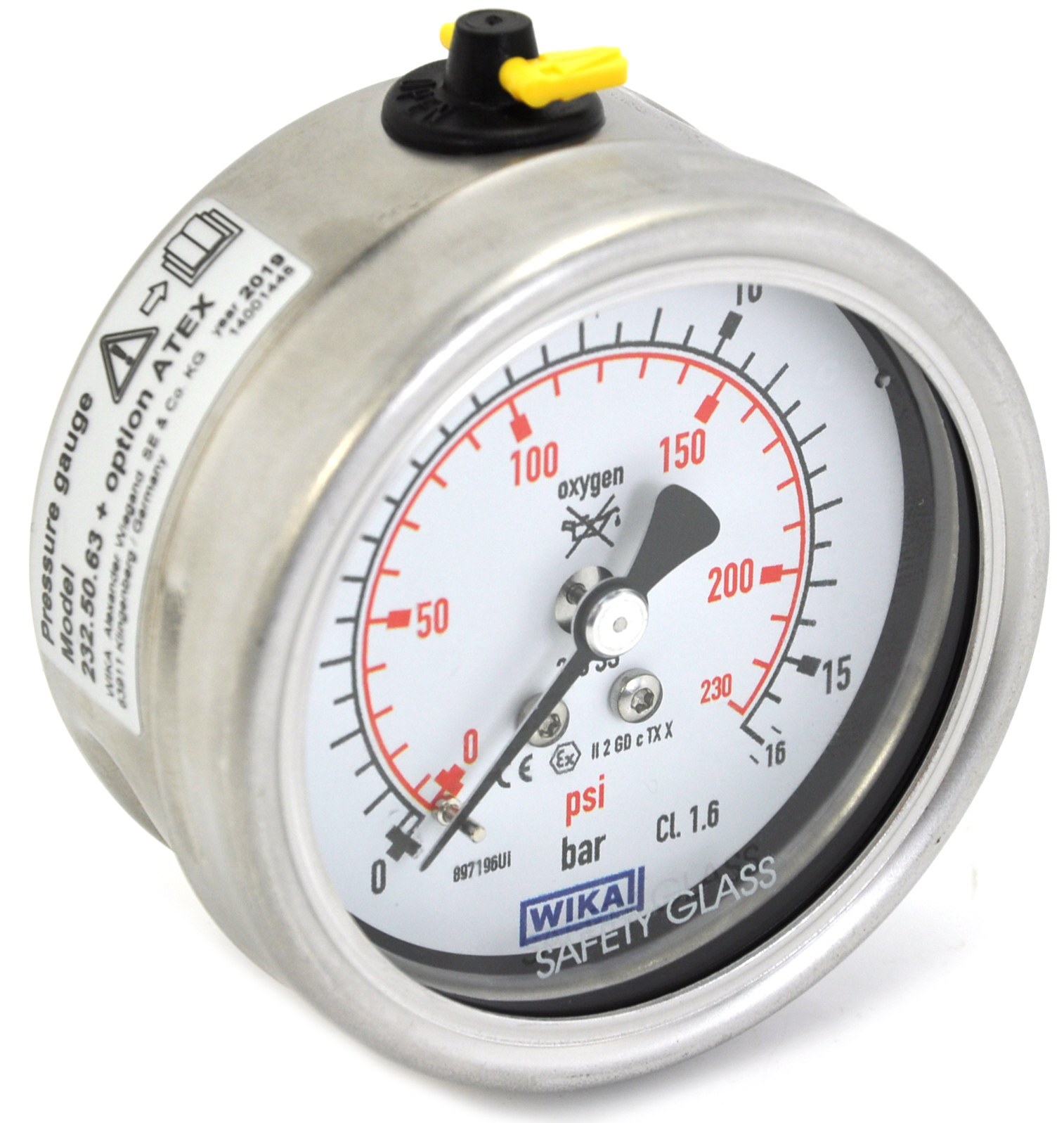 WIKA ATEX pressure gauge for Oxygen service. 0ABNEC07AT